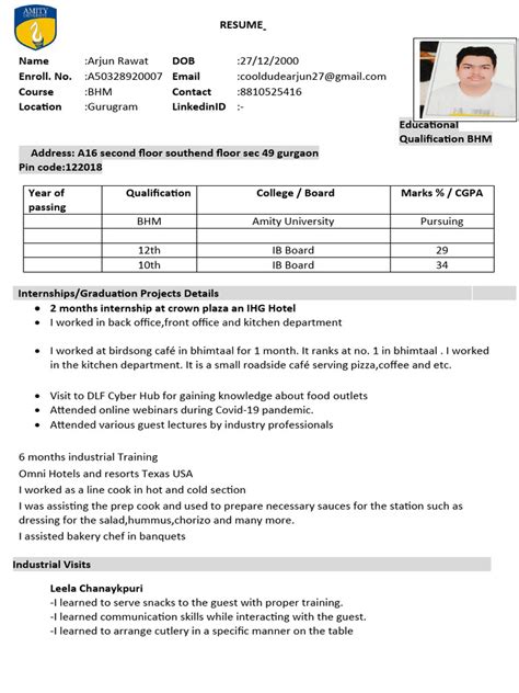 arjun resume updated pdf foods cuisine