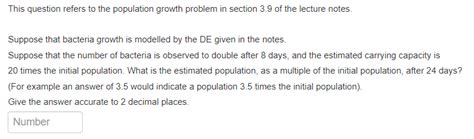 Solved This Question Refers To The Population Growth Problem