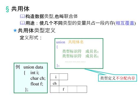 结构体与共用体 结构体 结构体是一种构造数据类型 用途：把不同类型的数据组合成一个整体 自定义数据类型 结构体类型定义 Ppt Download