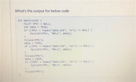 Solved Whats The Output For Below Code