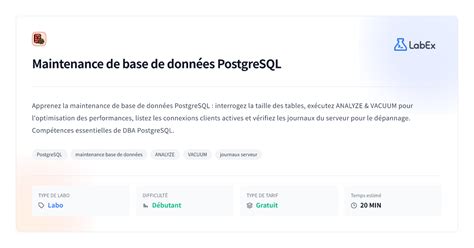 Maintenance De Base De Données Postgresql Labex