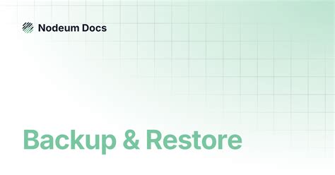 backup and restore nodeum docs
