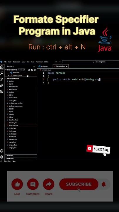 Program Of Format Specifiers In Java Shorts Youtube Ytshorts Trending Youtubeshorts