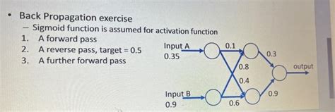 solved back propagation exercise sigmoid function is assumed