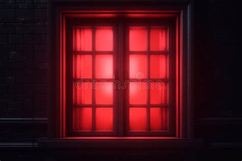 Red Light From The Window The Red Window Shines Mystically At Night Stock Illustration