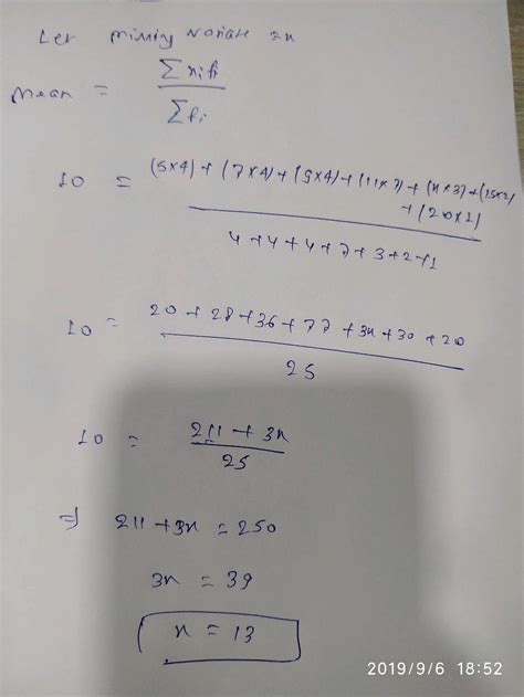 7 13 Find The Value Of The Missing Variate The Following Distribution