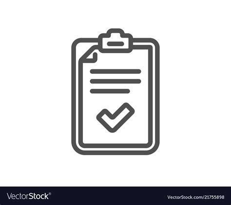Checklist Line Icon Survey Report Sign Royalty Free Vector