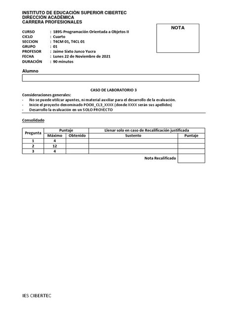 1895 Programacion Orientada A Objetos Ii T4cm T4cl 01 Cl3 La Junco Yucra Jaime Sixto Pdf