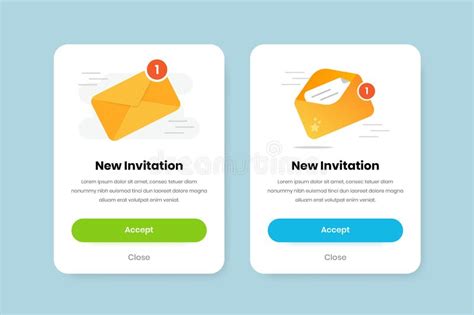 invitation popup ui design for app and website with simple envelope