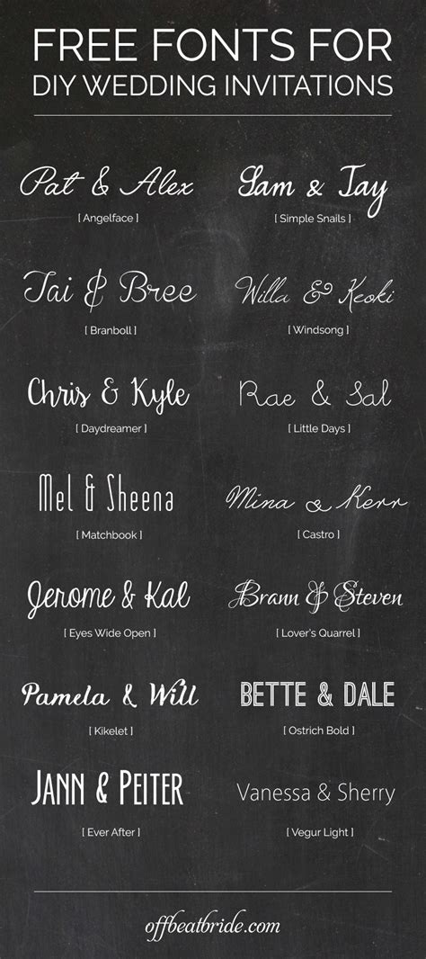 14 Of Our Favorite Free Wedding Invitation Fonts For Sweet Diy Wedding