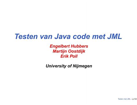 Testen Van Java Code Met Jml
