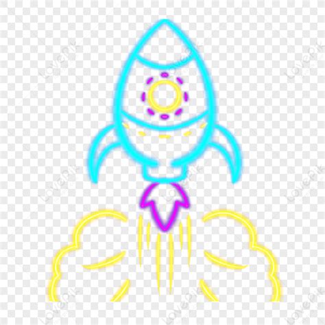 네온 우주 일러스트 일러스트선은 파란색 로켓을 리프트합니다컬러 라인네온 패턴 Png 일러스트 무료 다운로드 Lovepik