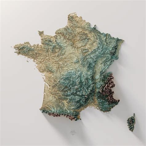 Topographical Map Of France
