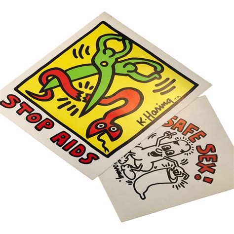Keith Haring Stop Aids And Safe Sex Stickers Famous Amsterdam