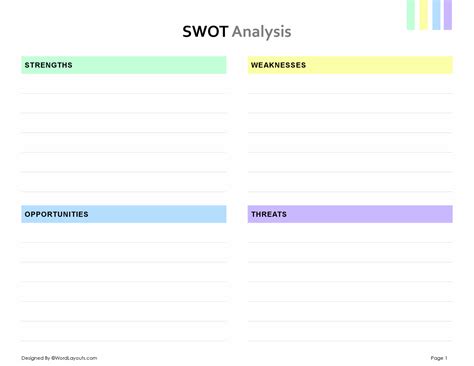 Swot Analysis Template Free Printable Word Templates