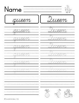 Words About King Cursive Handwriting Practice Worksheets TPT