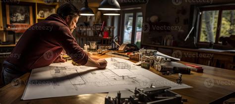 AI generated architect draws blueprints Generative AI 44526450 Stock Photo at Vecteezy