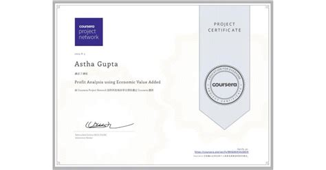 Astha Gupta On Linkedin Completion Certificate For Profit Analysis Using Economic Value Added