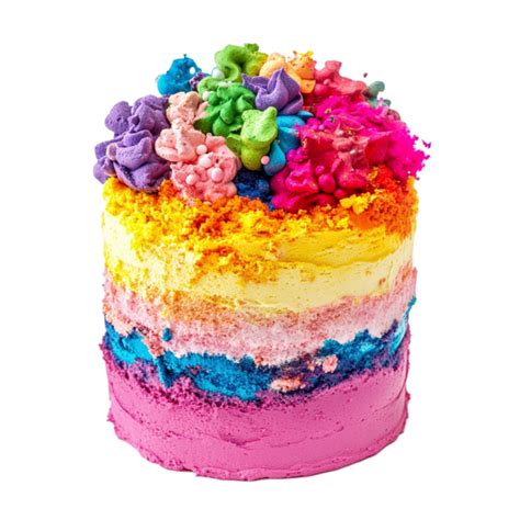 Rainbow Cake With Colorful Frosting 56085434 Png