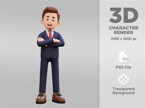 premium psd 3d male character arm crossed