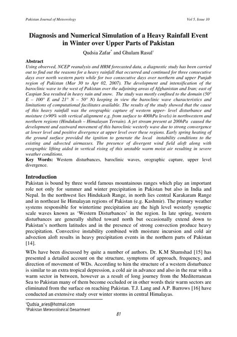 Pdf Diagnosis And Numerical Simulation Of A Heavy Rainfall Event In