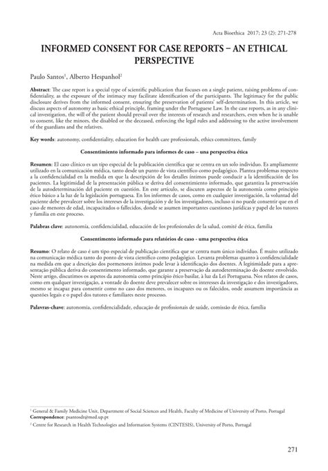 Pdf Informed Consent For Case Reports An Ethical Perspective