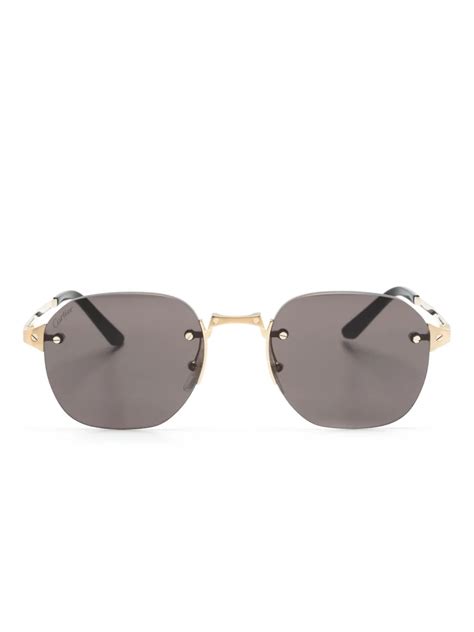 Cartier Santos De Rimless Lenses Sunglasses In 金色 Modesens