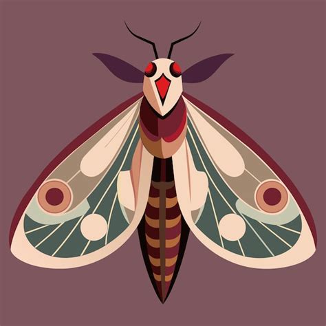 Premium Vector A Colorful Moth With A Pattern Of Circles And A Red And White Butterfly