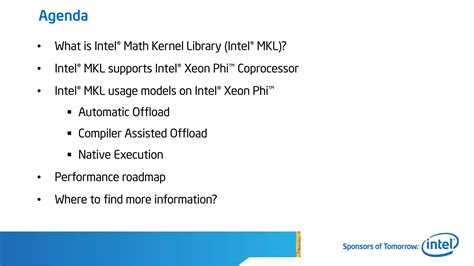 Unleash Performance Through Parallelism Intel® Math Kernel Library Ppt