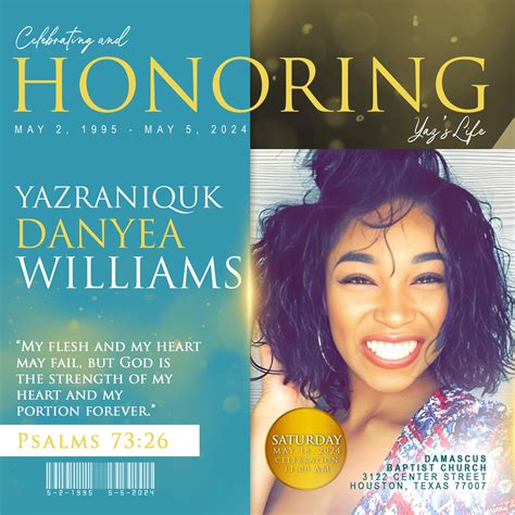 Yazraniquk Danyea Williams 1995 2024 Funeral Consulting Janice R Hicks