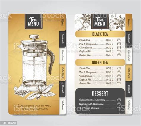 레스토랑 로얄 티 메뉴 디자인 주전자의 장식 스케치 빈티지 스타일 0명에 대한 스톡 벡터 아트 및 기타 이미지 0명 건강한 식생활 계피 Istock