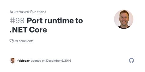 Port Runtime To Net Core · Issue 98 · Azureazure Functions · Github