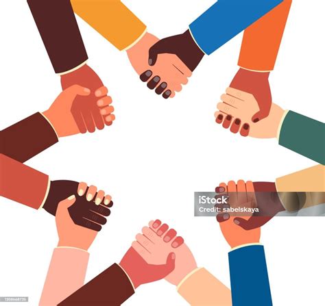 Ilustración De Concepto De Trabajo En Equipo Manos Unidas De Personas
