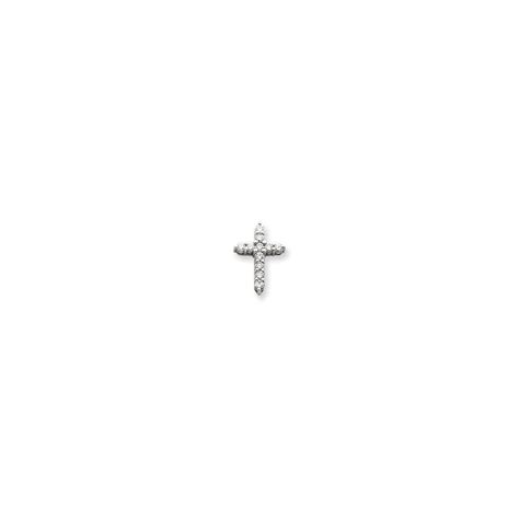 14k White Gold A Diamond Cross Pendant