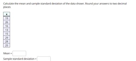 Solved Calculate The Mean And Sample Standard Deviation Of Chegg
