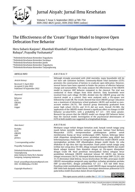Pdf The Effectiveness Of The Create Trigger Model To Improve Open