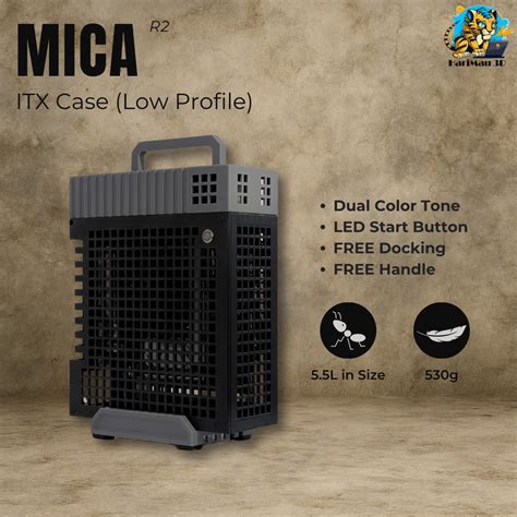 [ Mica R2 ] Itx Case Mini Itx Mini Case [ 5 5l 530g Ultra Portable Low Profile Gpu Tfx