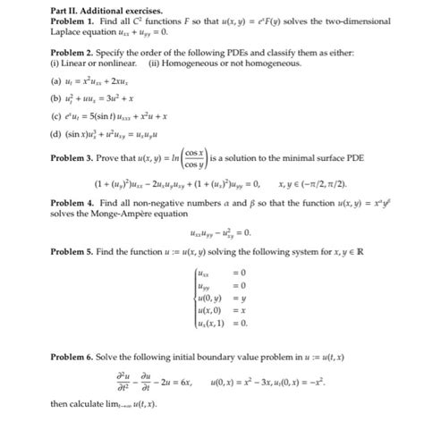 Solved Part II Additional Exercises Problem Find All C Chegg