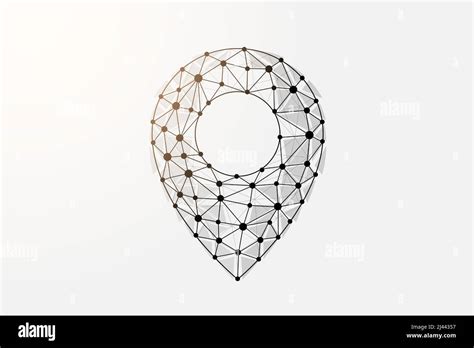 Location Pin 3d Low Poly Symbol With Connected Dots Gps Navigation Map Pointer Design Vector