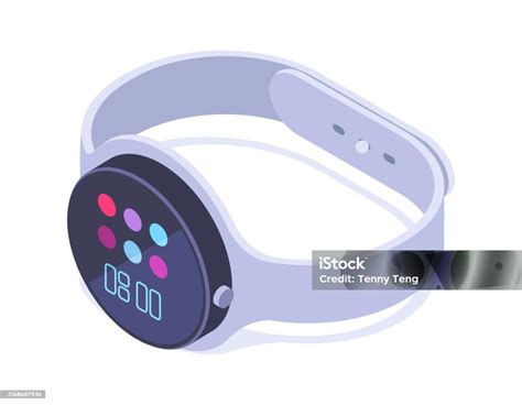 아이소메트릭 손목 스마트워치 현대 기술 팔찌 아이소 메트릭 휴대용 전자 가제트 3d 벡터 일러스트 레이 션 스마트 시계 개인 액세서리 3차원 형태에 대한 스톡 벡터 아트 및