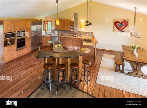 Large Kitchen With Unique Layout Viewed From Above Stock Photo Alamy