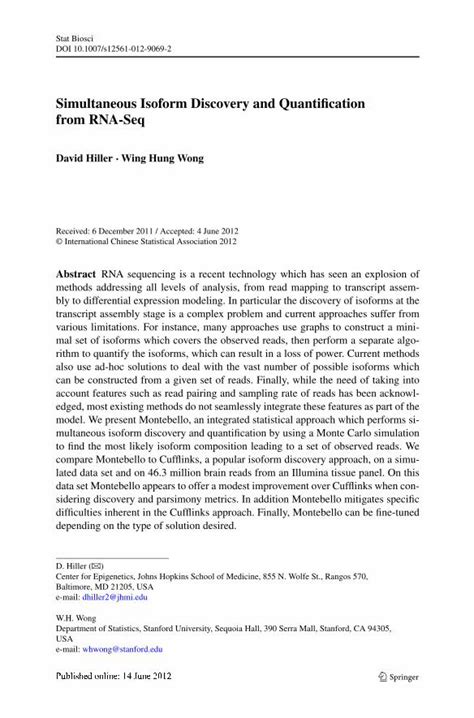 pdf simultaneous isoform discovery and quantification from rna seq