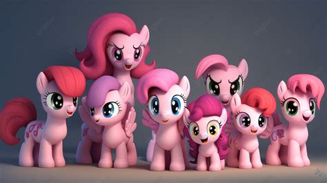 사진을 위해 포즈를 취하는 애니메이션 조랑말 그룹 새끼손가락의 사진 배경 일러스트 및 사진 무료 다운로드 Pngtree