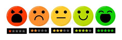 Emoji Feedback Scale With Stars Icon Customers Mood From Happy Good Face To Angry And Sad