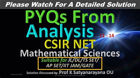 Csir Net Mathematical Sciences Pyqs From Analysis12 14 Soln Discussed By Prof K Satyanarayana