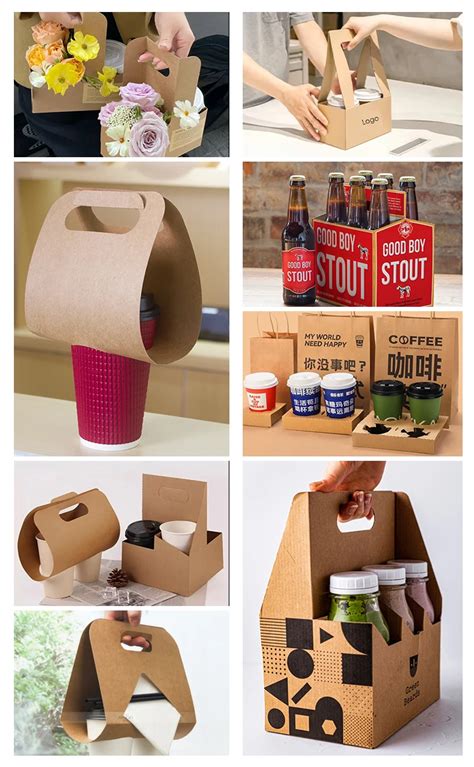 친환경 일회용 종이 꺼내 커피 컵 음료 캐리어 2 팩 종이 컵 홀더 핸들