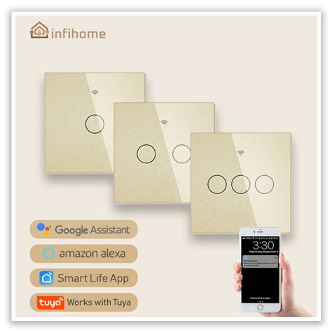 WiFi Smart Touch Light Switch EU Gold Or Way Control InfiHome