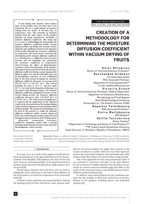 Pdf Creation Of A Methodology For Determining The Moisture Diffusion