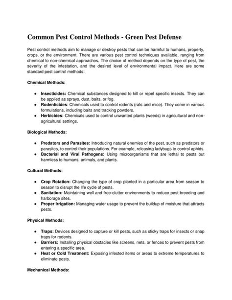 Ppt Common Pest Control Methods Green Pest Defense Powerpoint Presentation Id 12409408
