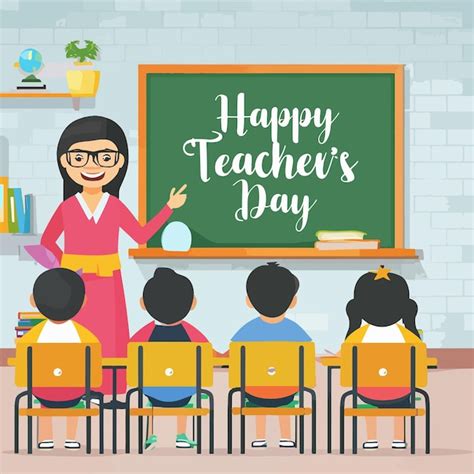 Premium Vector Vector Illustration Of Teacher Teaching In Class
